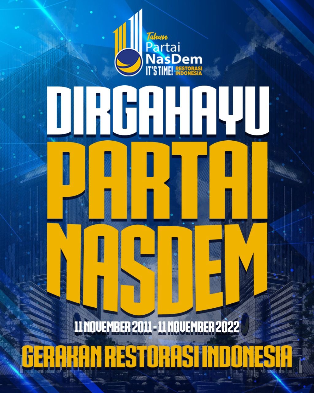 Indonesia Damai 🇮🇩 on Twitter: "Dirgahayu Partai Nasdem . Salam Restorasi #Nasdem11 #NasdemKita ...