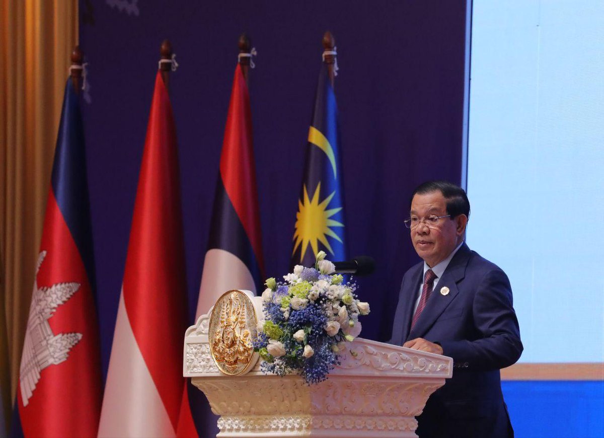 Cambodia Prime Minister and #ASEAN2022 chair Hun Sen delivers his ...