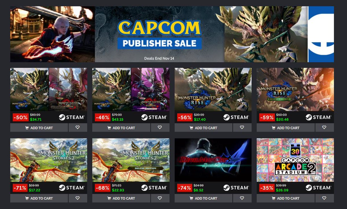 (PCDD) Capcom Publisher Sale via Green Man Gaming. https://t.co ...