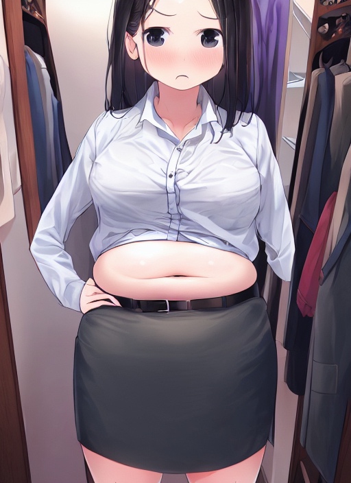 くない on Twitter: "TrinArt absurdres solo indoor fat chubby messy closet room take off cute medium ...