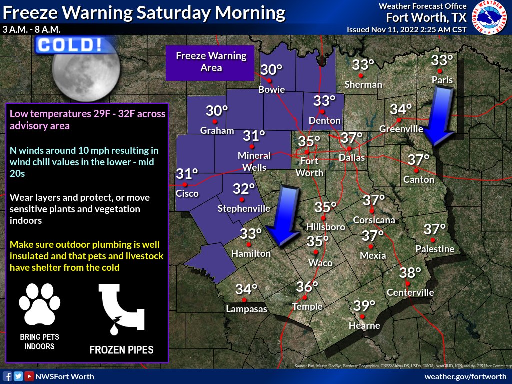 Nws Fort Worth On Twitter ⚠️freeze Warning⚠️ Below Freezing