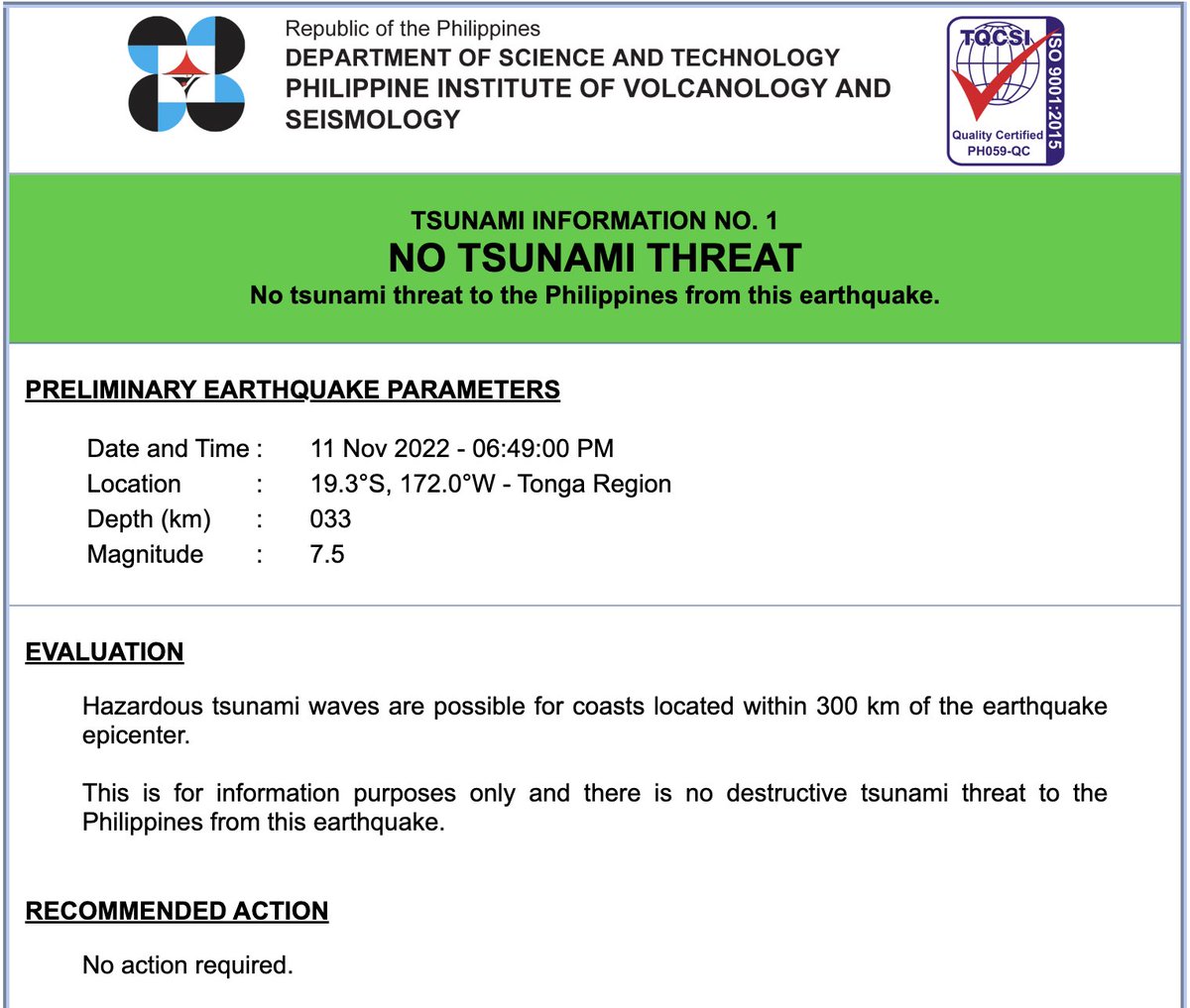The Philippine Star on Twitter: "NO TSUNAMI THREAT IN THE PH The Philippine Institute of ...