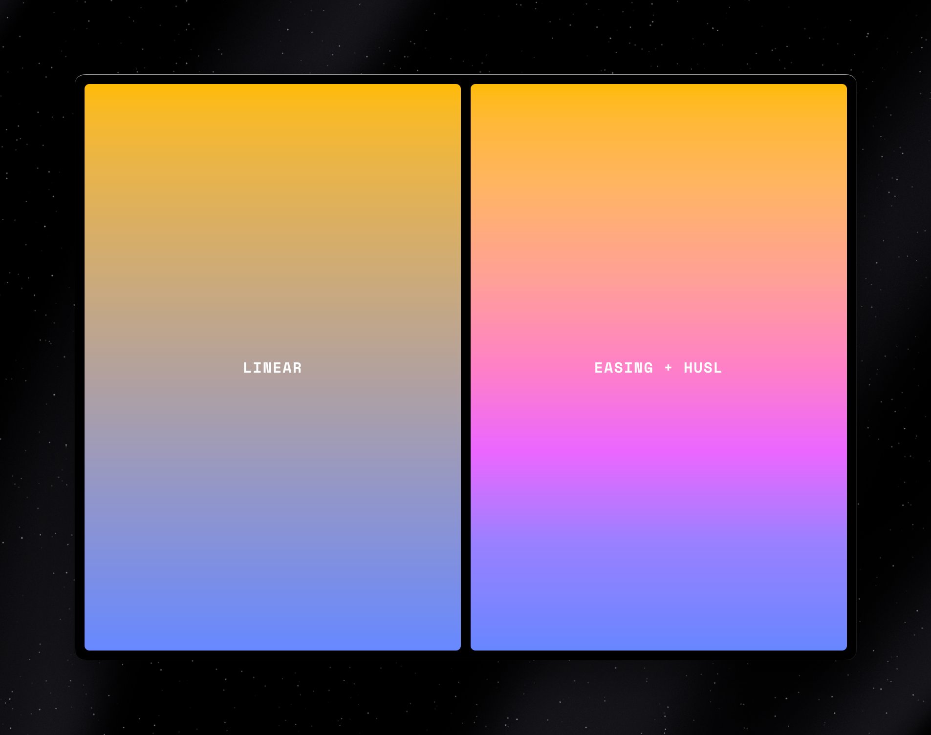 benjamin on Twitter: "Exploring easing gradients in @framer. Both gradients go from #FFBB00 to ...