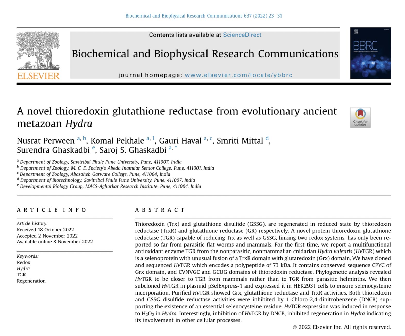Surendra Ghaskadbi on Twitter: "New publication from SSG lab (SPPU: part of the doctoral work of ...