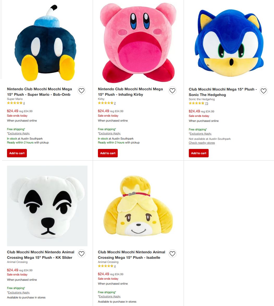 15 Inch Video Game Plush $24.49 Each via Target. https://t.co ...