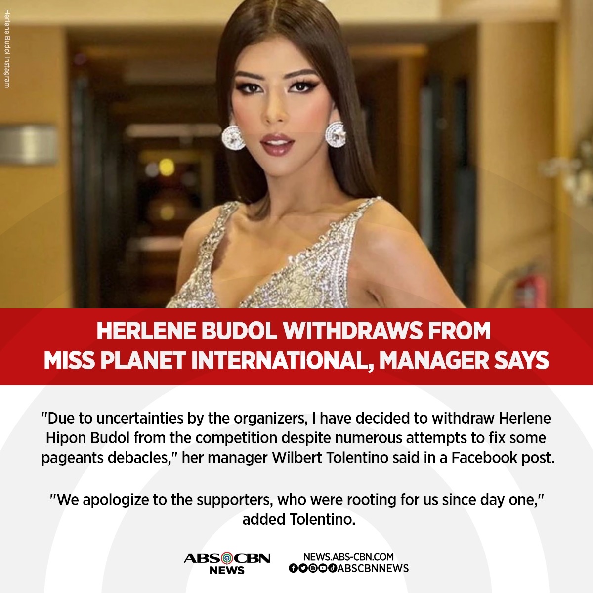 ABS-CBN News on Twitter: "Beauty queen Herlene Budol withdrew from the Miss Planet International ...