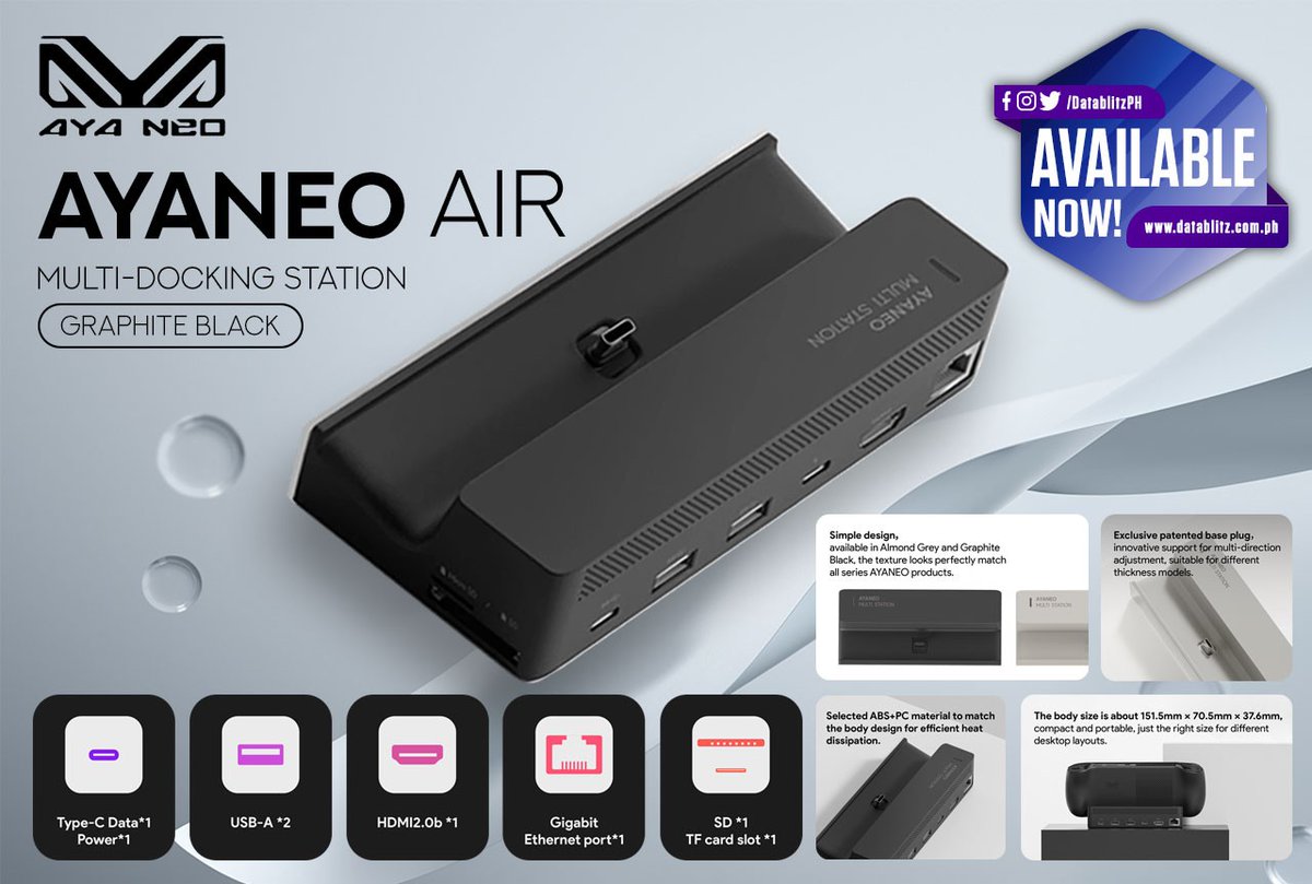 DataBlitz on Twitter: "ABUNDANT INTERFACES. EXTENDED FUNCTIONS. Ayaneo Air Multi-Docking Station ...