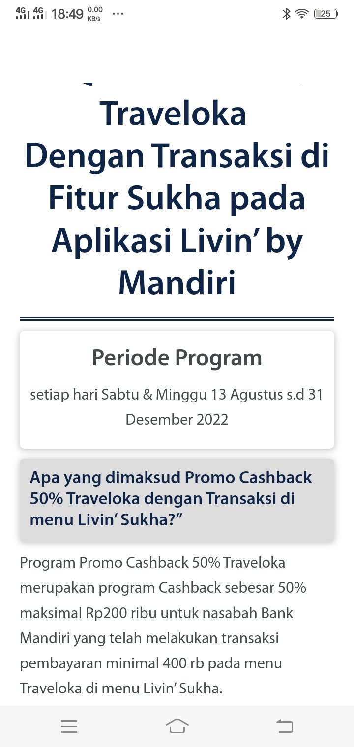 💜 on Twitter: "HALO @mandiricare, mau tanya untuk cashback promo Traveloka di aplikasi Livin ...