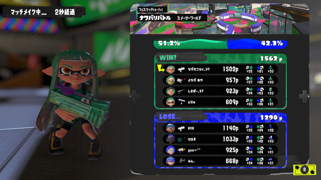 長瀬こはく🦕🍖@恐竜系新人VTuber on Twitter: "スプラコラボでフェスいったよ！やっぱわかばしかかたん #スプラトゥーン3 #Splatoon3 #NintendoSwitch ...