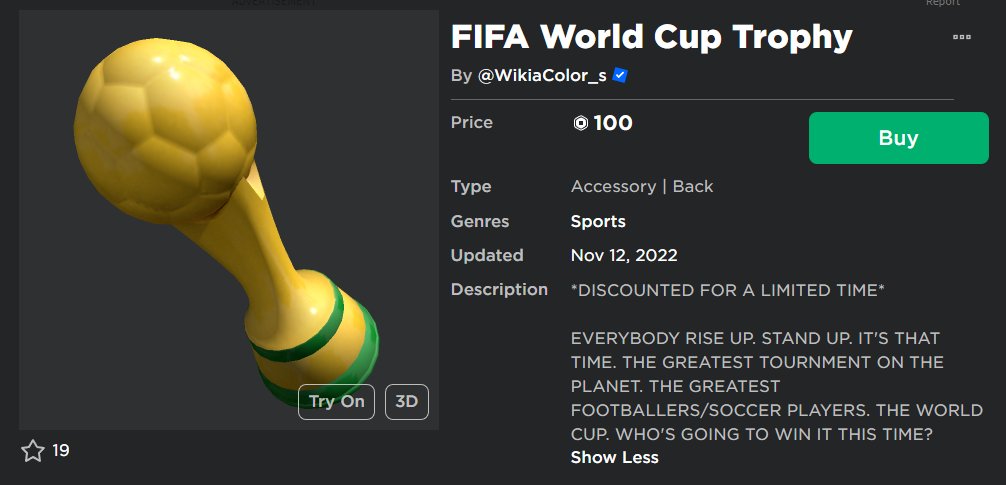 “Peak” UGC on Twitter: "This creator uploaded a World Cup trophy along with attaching the ...