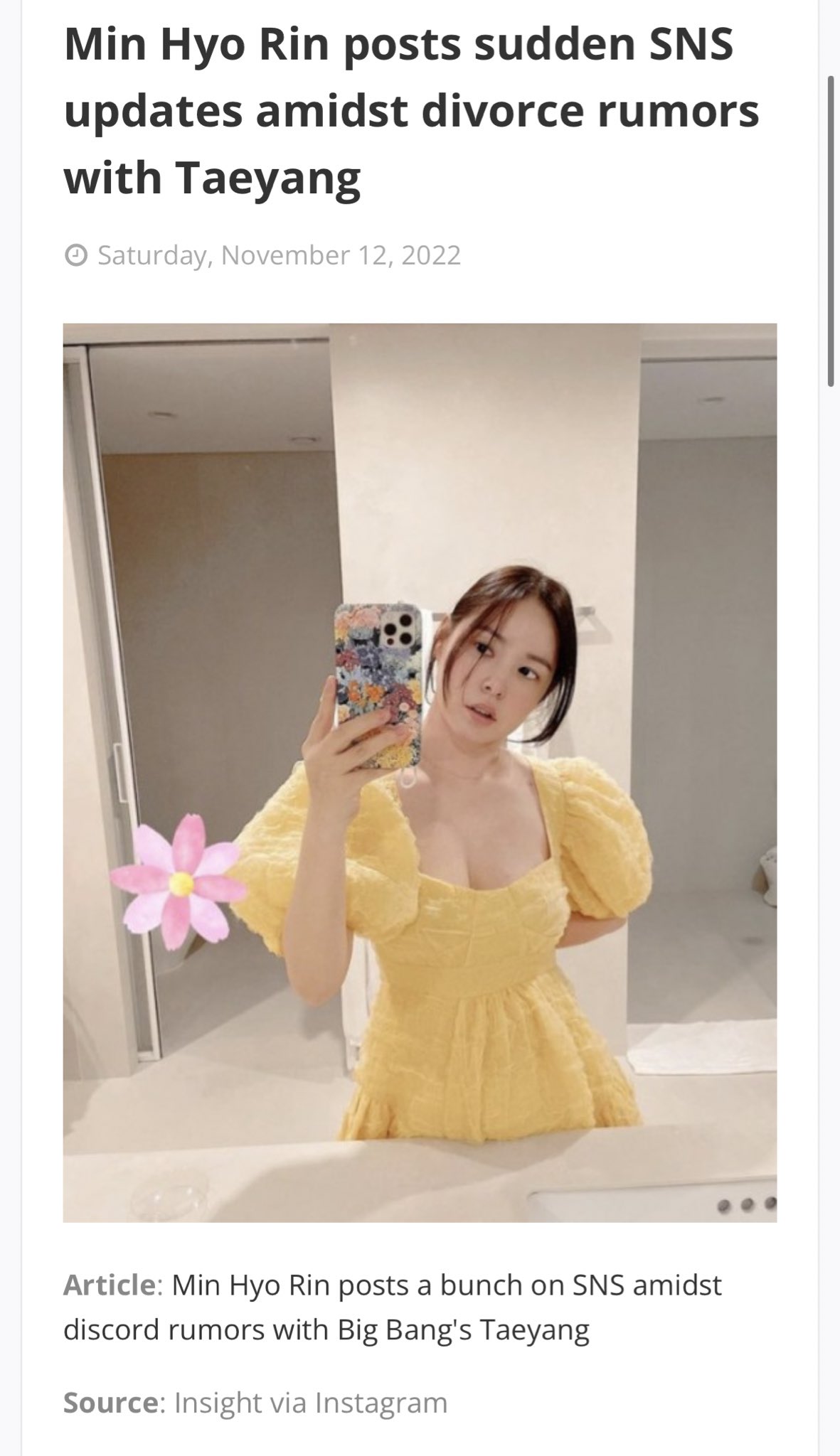 notpannchoa/notpannkpop/notnetizenbuzz on Twitter: "[ notnetizenbuzz ] Min Hyo Rin posts sudden ...