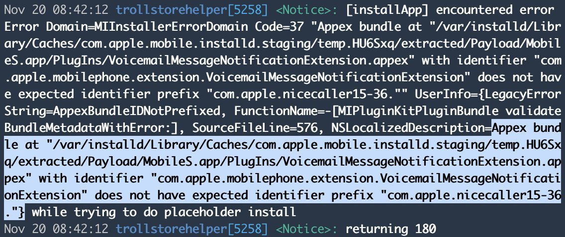 opa334 on Twitter: "Use "idevicesyslog --match trollstorehelper" during the app installation to ...