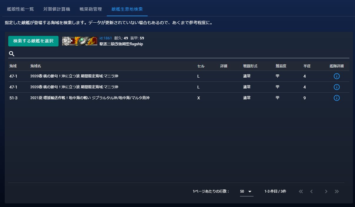 のろ on Twitter: "・敵艦生息地検索 …こんなん使う人、検証で楽に殴れる敵を探すような人くらいしかいないんじゃないの？ はい、作者のための機能です なんか気が向いたら使ってみたら ...