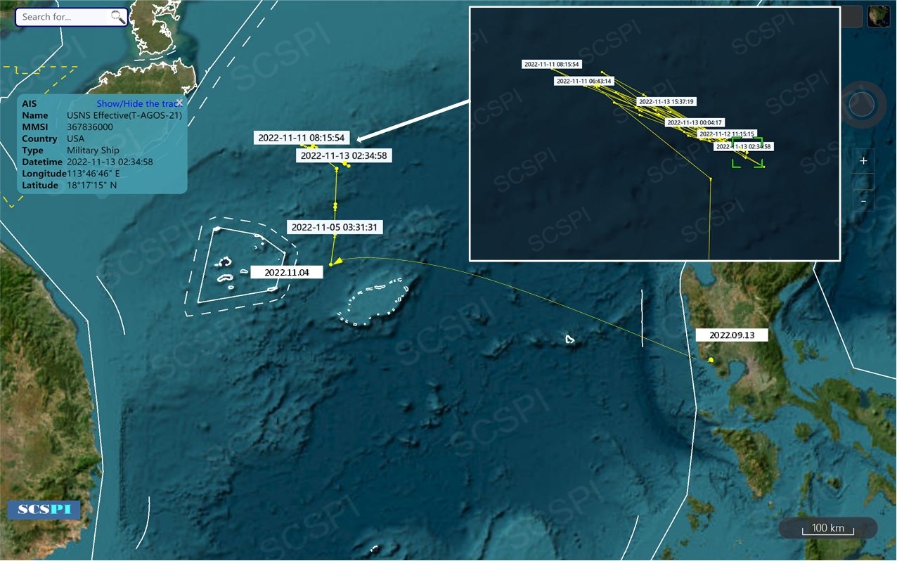 SCS Probing Initiative on Twitter: "Surveillance ship USNS Effective(T-AGOS-21) has been ...