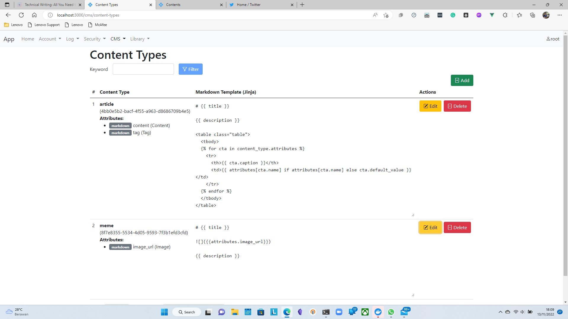 GoFrendi on Twitter: "Today I'm experimenting with "dynamic CMS." You can define your content ...