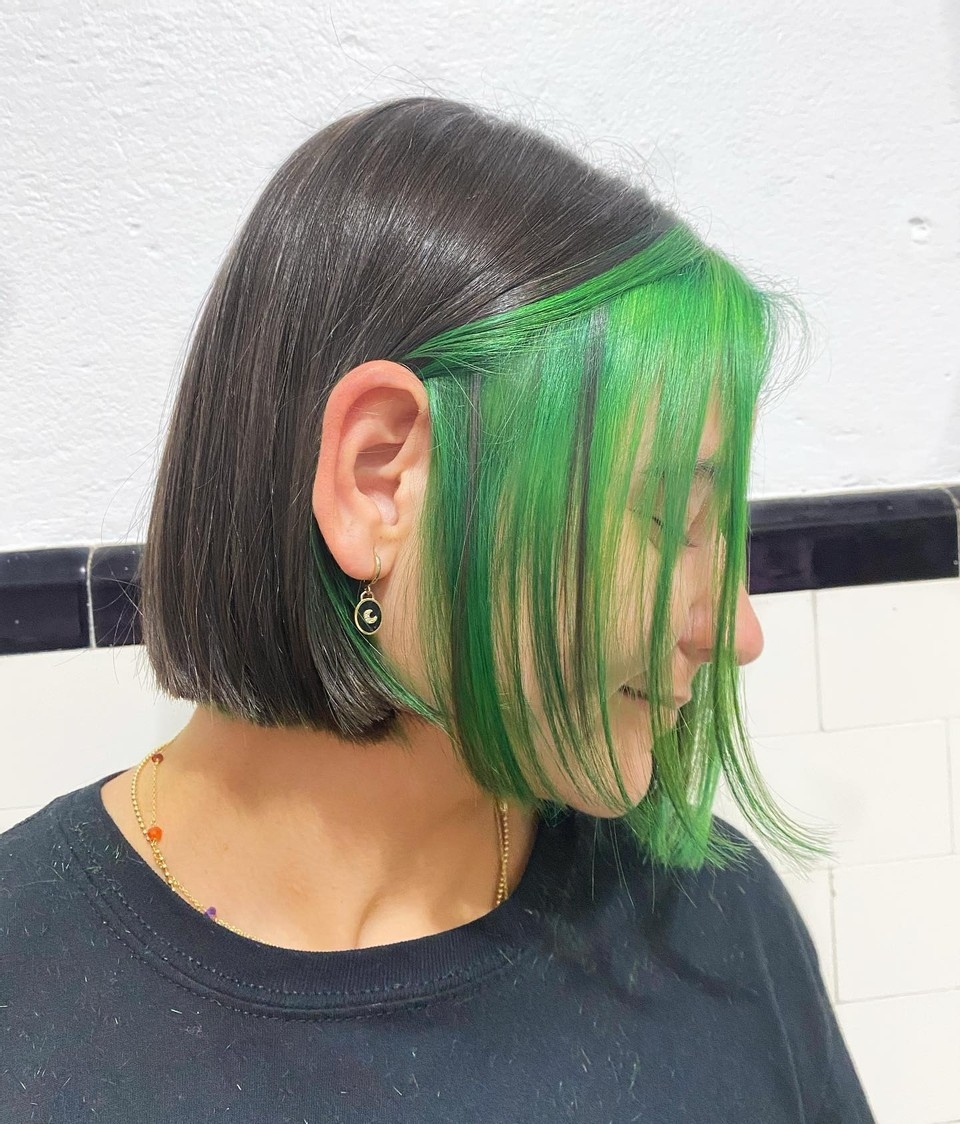 Black Hair Green Bangs