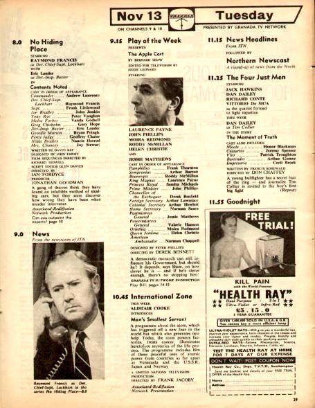 Graeme Wood on Twitter: "TV📺13/11/62 ITV 5.0:Tuesday Rendezvous 5.55:News 6.5:Mister Ed 6.35 ...