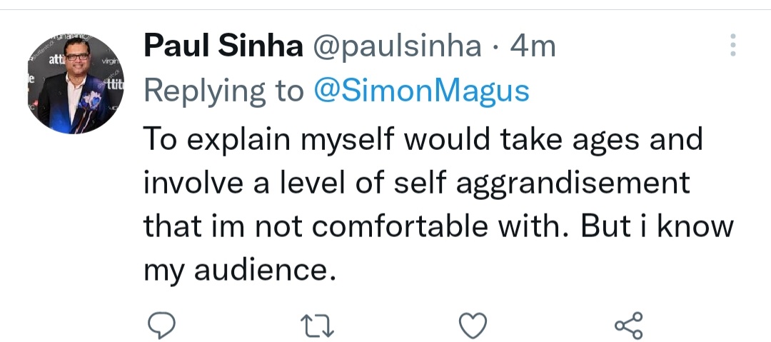 Simon Cooke on Twitter: "This feels like *go away little man, I don't have to explain myself ...