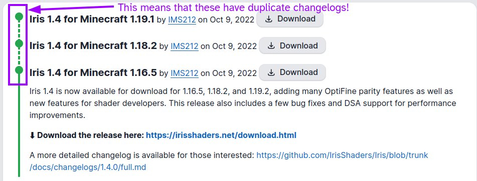 Modrinth on Twitter: "We start off with duplicate changelog removal. Projects sometimes release ...