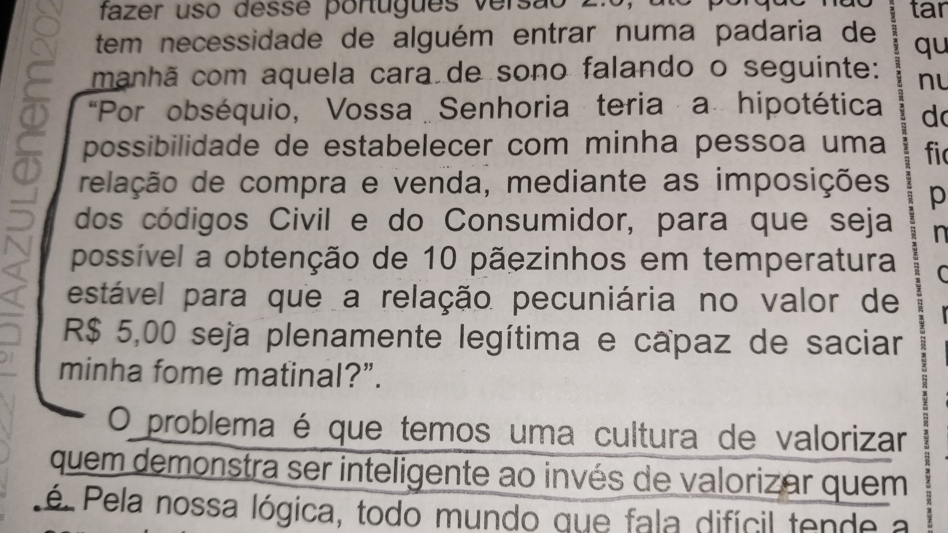Ana Catarina on Twitter: "amanhã vou chegar na padaria falando desse jeito #enem2022 #Enem https ...