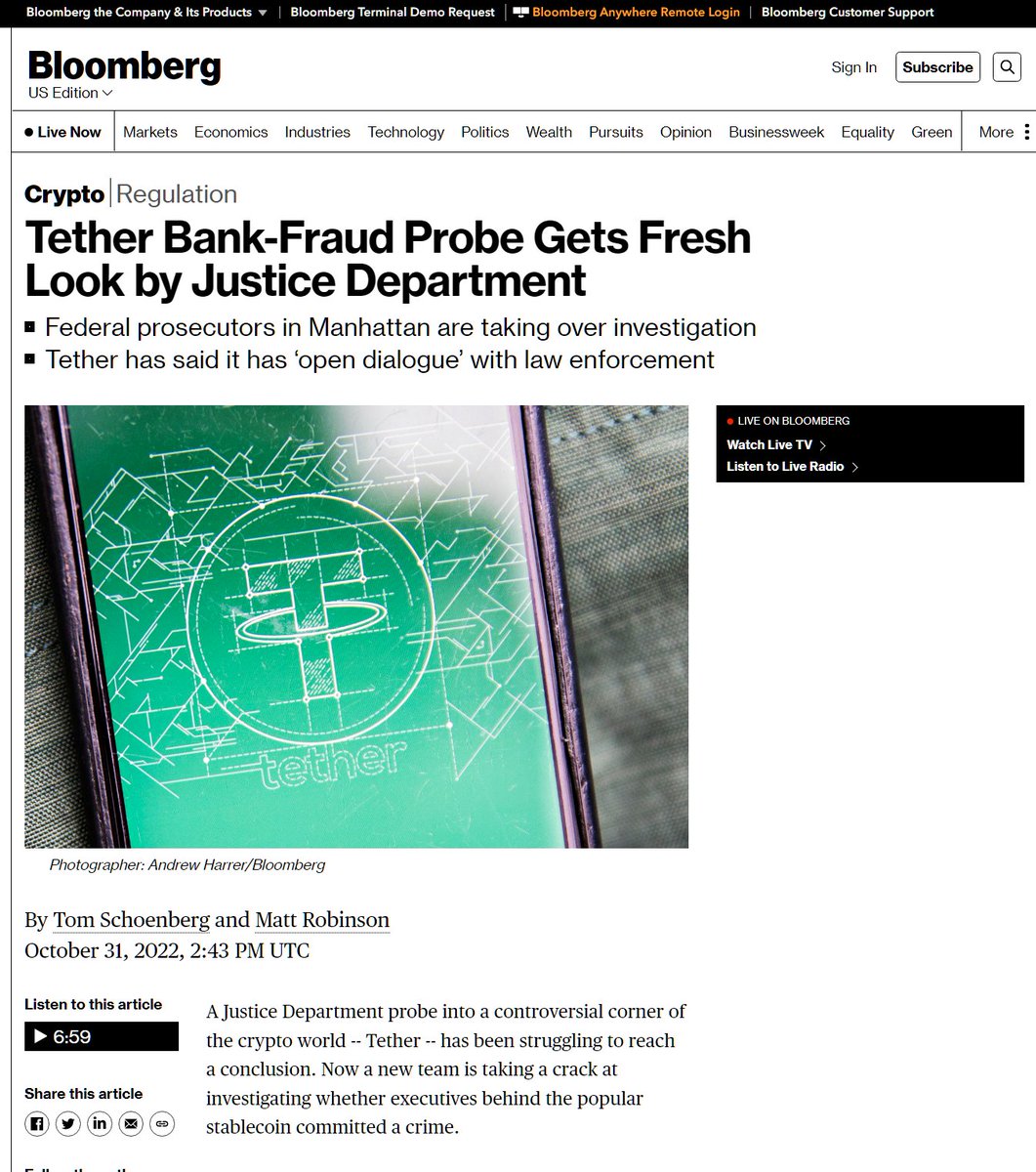 Tether criminals are dumping Tether at record pace. You can wait for their assets to get seized ...