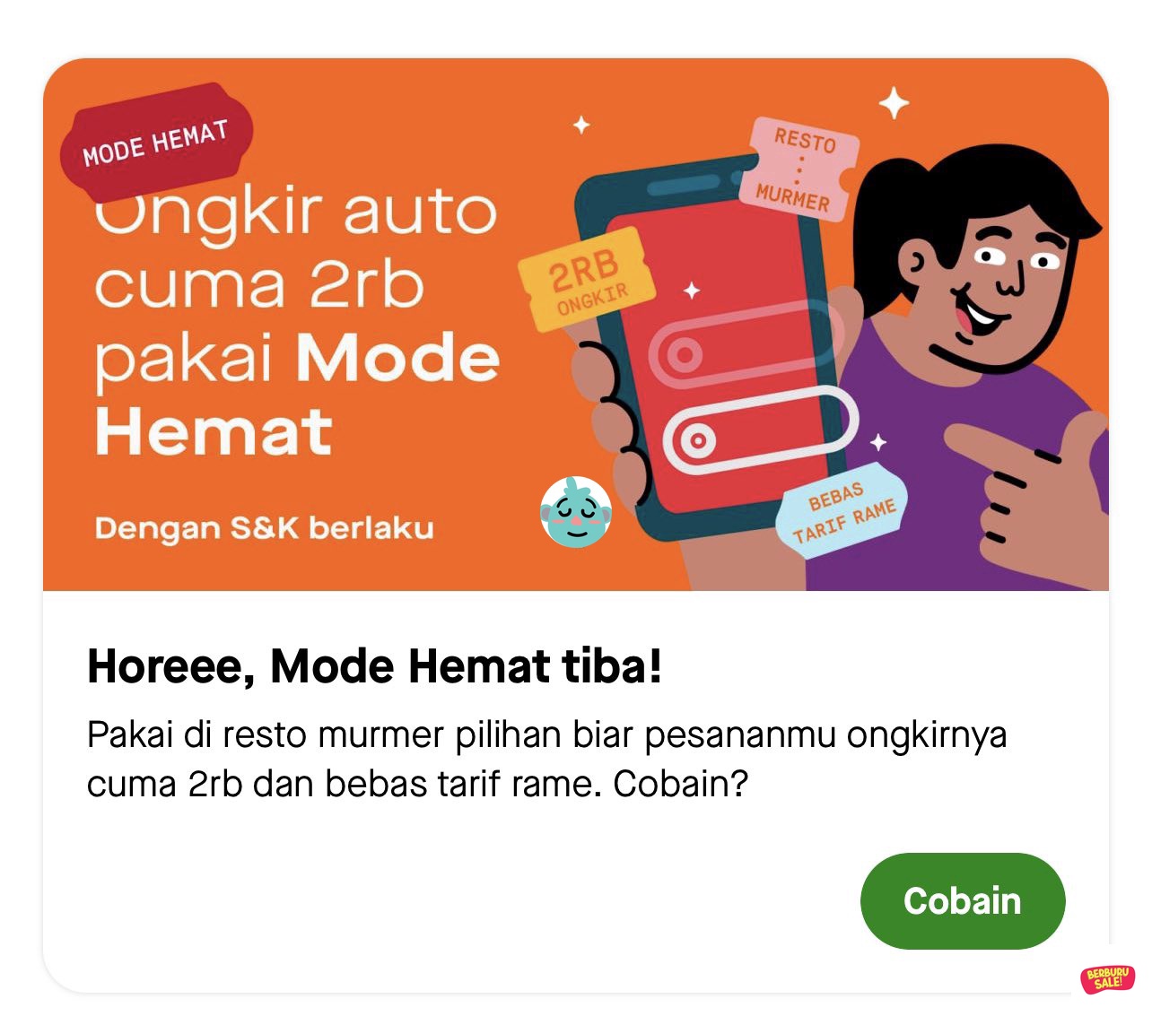 BerburuSale - Base Diskon Kukka on Twitter: "Wah keren gofood ada ongkir mode hemat cuma 2rb ...