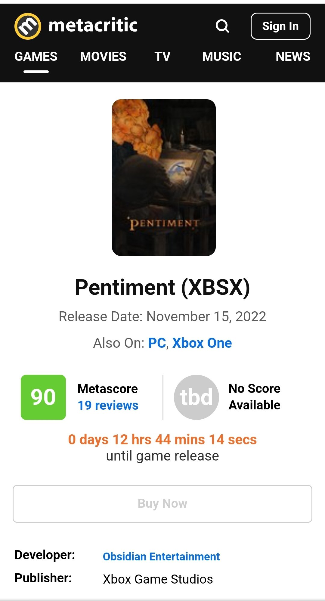 Ayra 🎮 God of War - Ragnarök on Twitter: "Pentiment com nota 90 no Metacritic! Muito feliz com ...