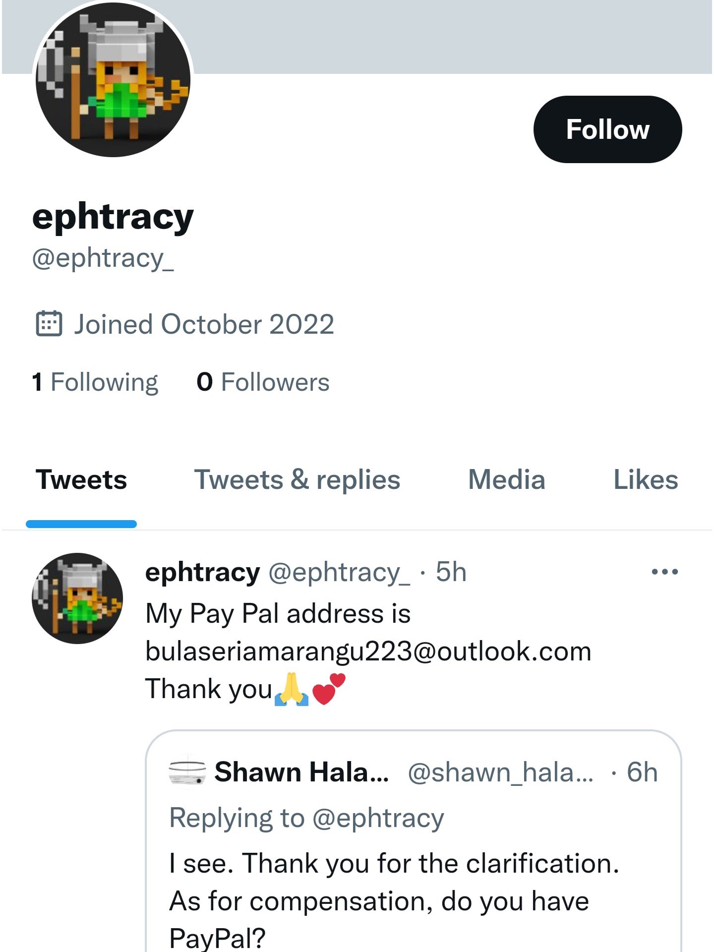 ephtracy on Twitter: "someone created a fake account to solicit donation. be careful. https://t ...