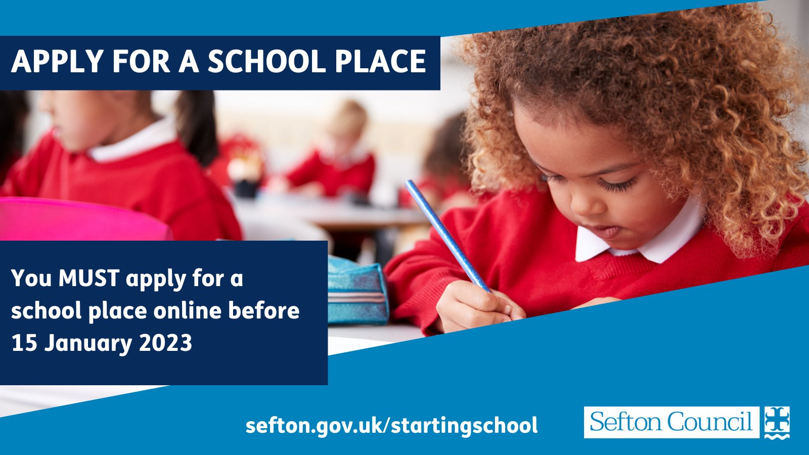 Sefton Council on Twitter: "If your child needs a Primary School place in Sept 2023, you need to ...
