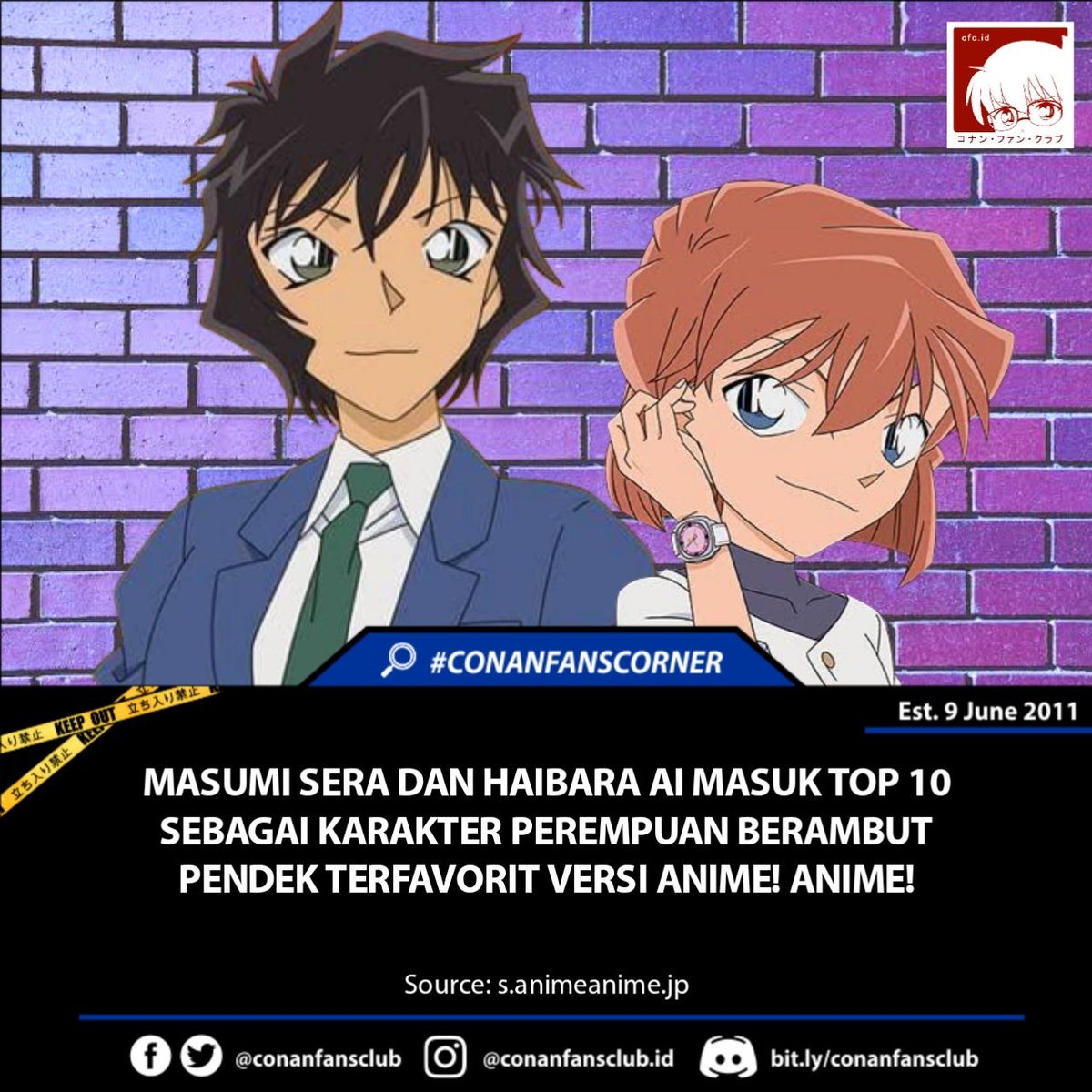 Conan Fans Club 🇮🇩 on Twitter: "#ConanFansCorner | Masumi Sera (4th) & Haibara Ai (9th) masuk ke ...