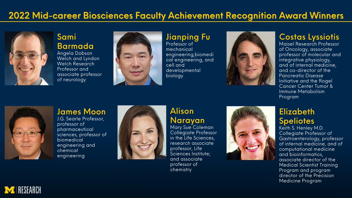 Michigan Research on Twitter: "Six @UMich scientists and engineers have been named the 2022 ...