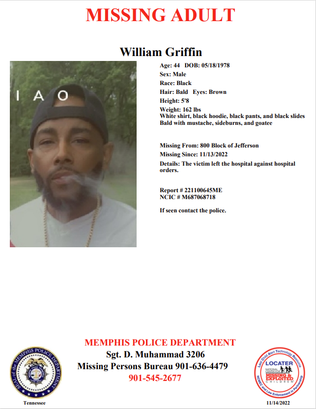 Memphis Police Dept On Twitter Have You Seen This William Griffin