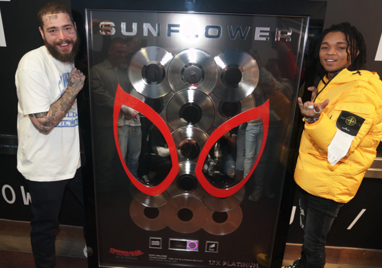 RIAA on Twitter: "It's time to give @PostMalone and @SwaeLee their 🌻 🌻 🌻 as their hit single # ...