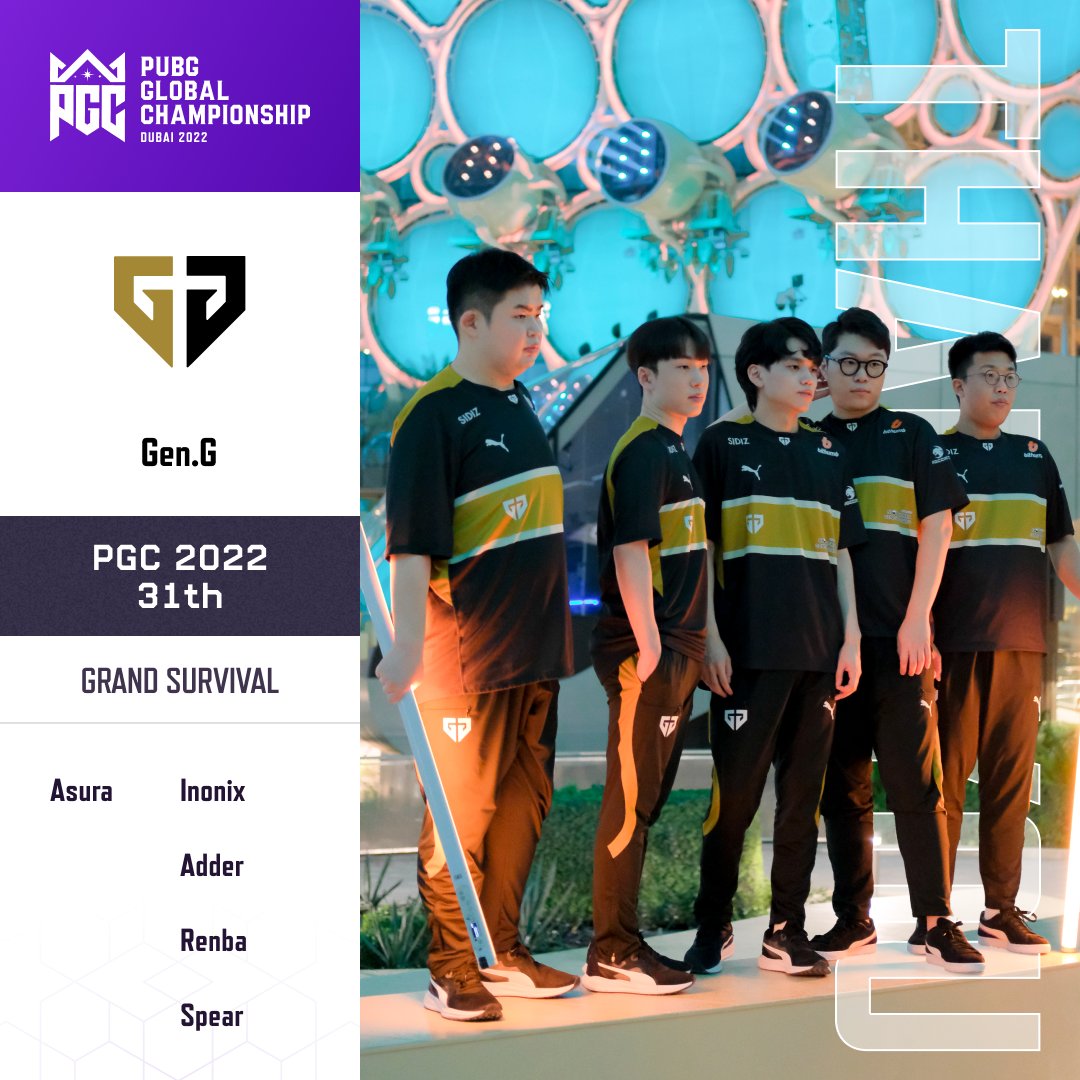 PUBG Esports KR on Twitter: "👑 PGC 2022 ⎮ Thank You, GEN 👑 Gen.G의 PGC 2022 여정은 GRAND SURVIVAL을 ...