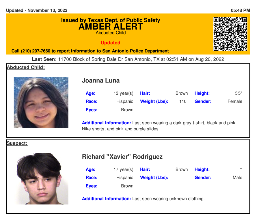 Texas Alerts On Twitter Amber Alert Continues Initially Issued 11 06