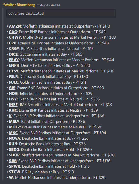 *Walter Bloomberg on Twitter: "Coverage Initiated https://t.co/HsvywOztkC https://t.co ...