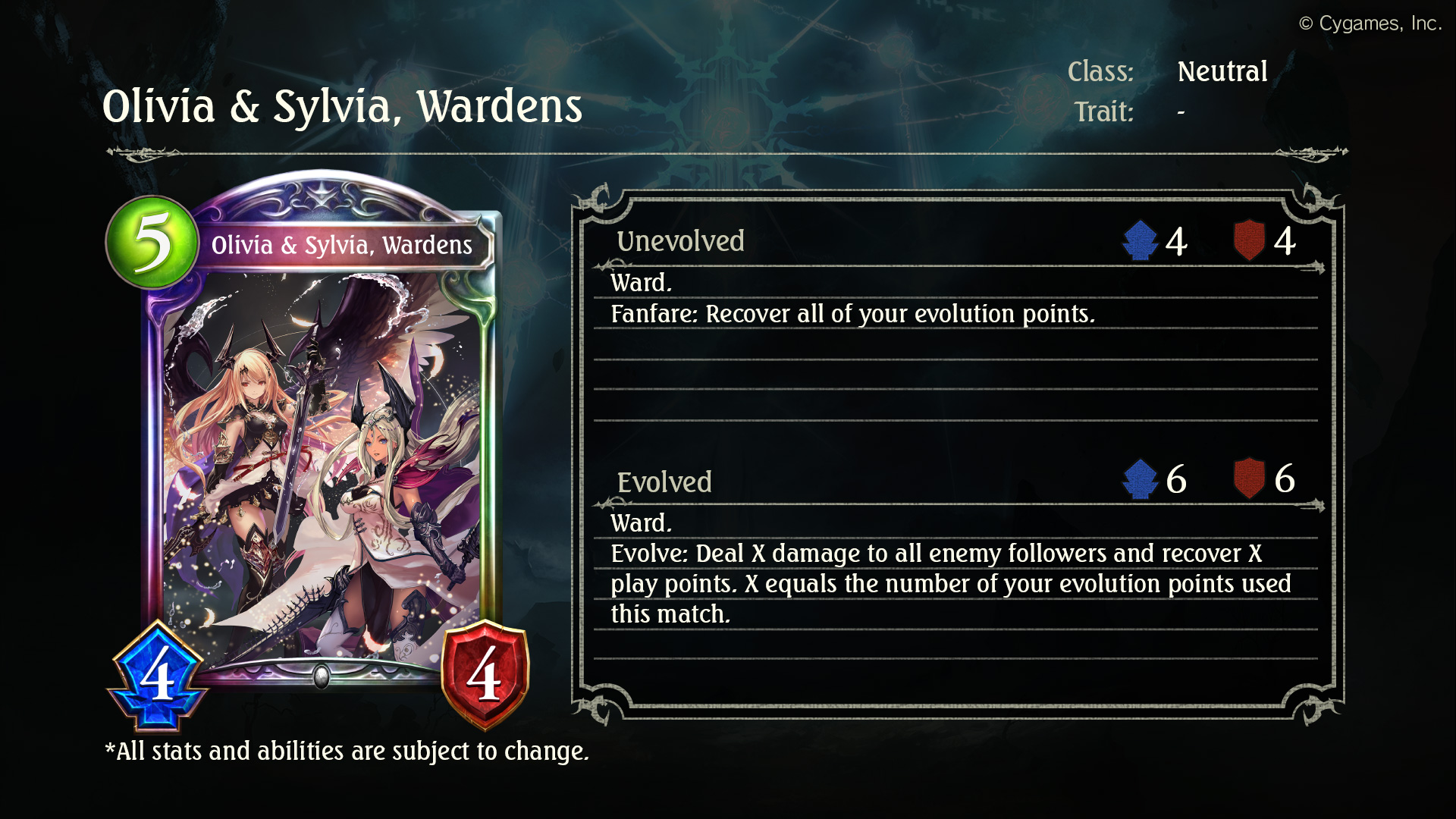 Shadowverse on Twitter: "New Celestial Dragonblade card reveal! Olivia & Sylvia, Wardens This ...
