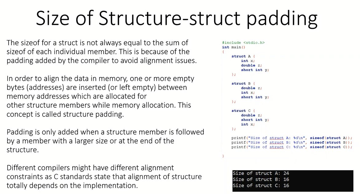 القبعة البيضاء on Twitter: "Size of structure-struct padding https://t.co/elktNxcJKv" / Twitter