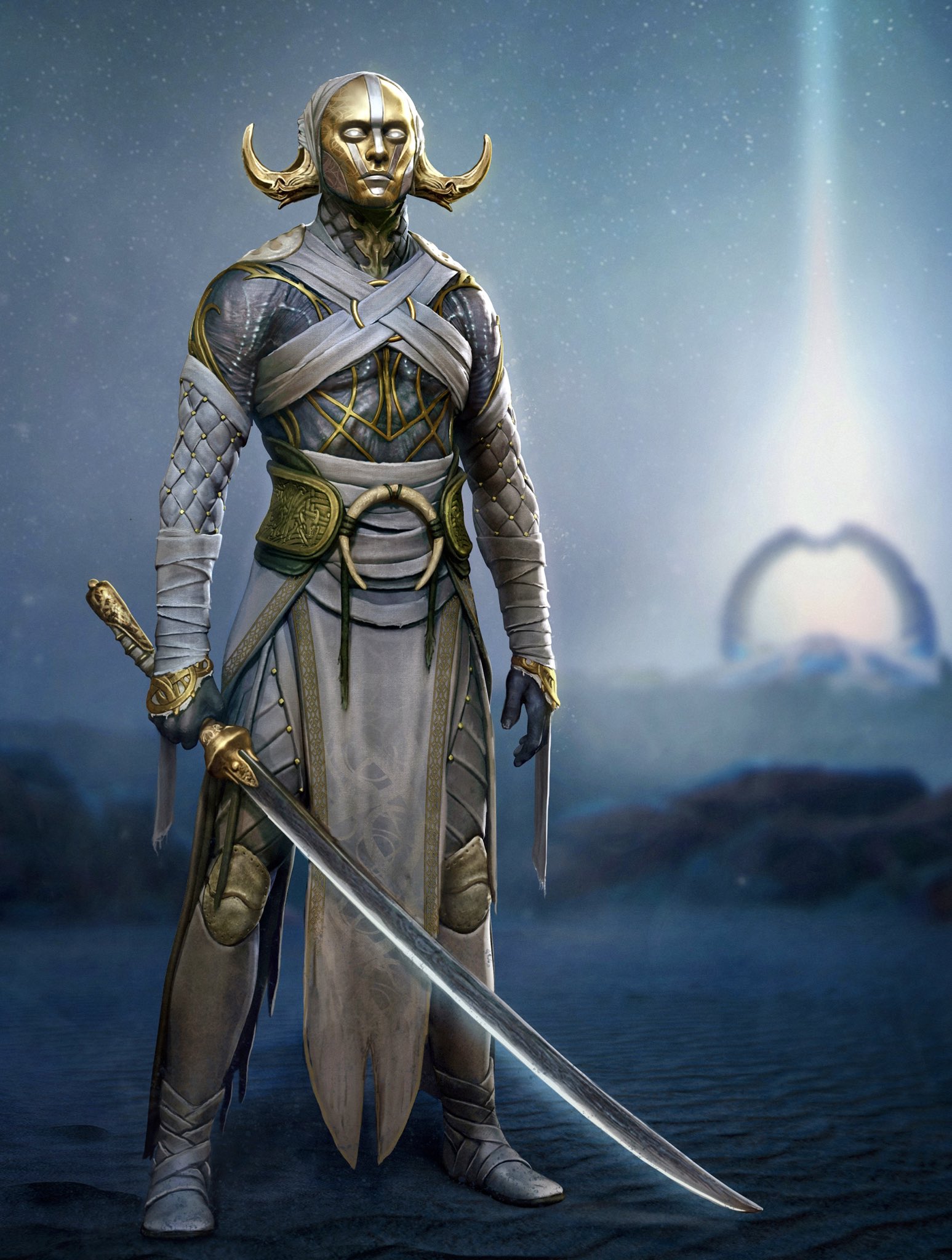 Light Elf Fantasy Artwork Light Azure Armor Fantasy Digital Painting