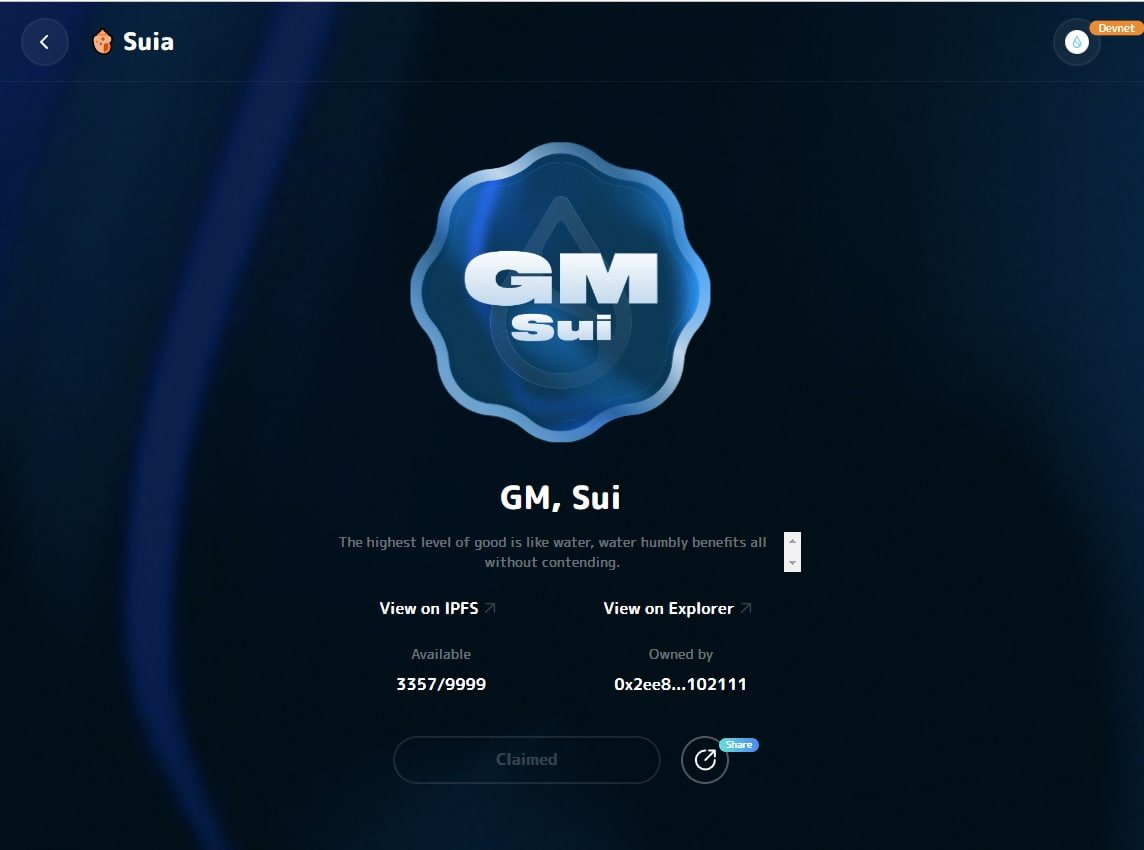 Phạm Quang Huy on Twitter: "🆘 Mọi người chuyển sang Sui Devnet claim con này gấp nhé, số lượng ...