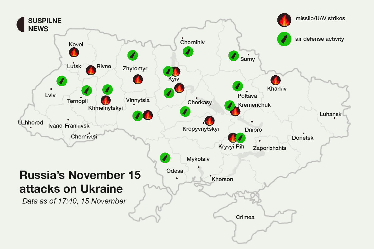 Emergency blackouts are observed all over Ukraine as Russia launched ...