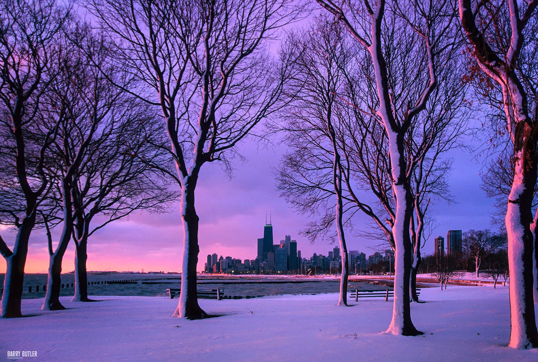 Chicago At Night Winter