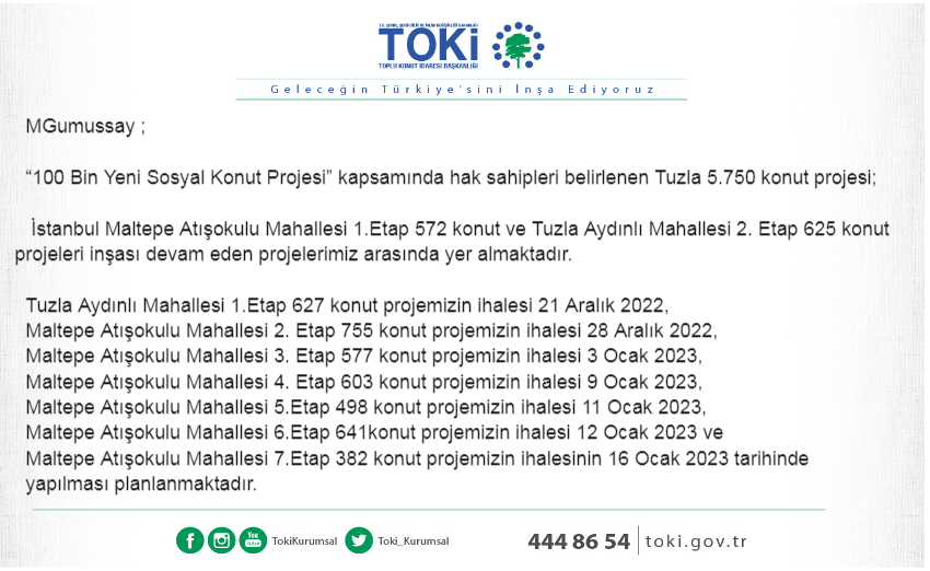 TOKİ on Twitter: "@MGumussay Merhaba, Konu ile ilgili durumu aşağıda bilginize sunarız. https ...