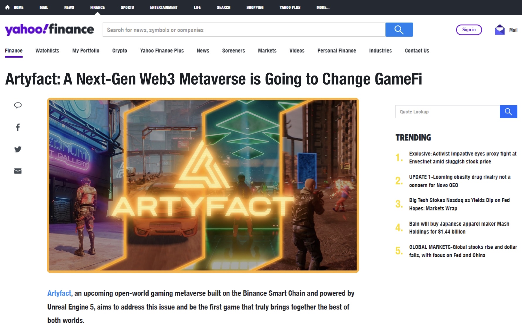 Artyfact Web3 Metaverse on Twitter: "⚡️Another largest financial magazine with 6.2M monthly ...