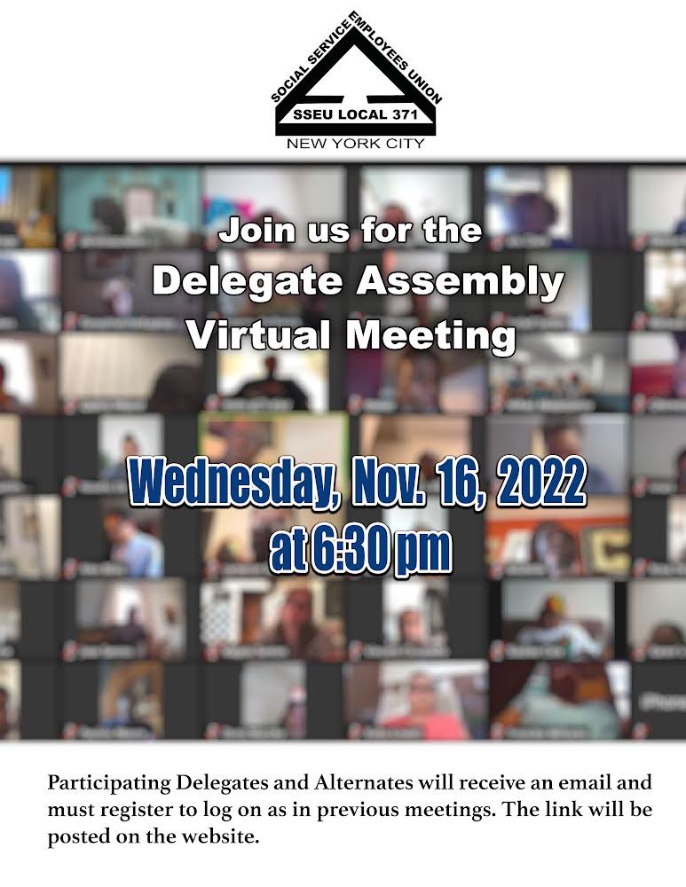 SSEU Local 371 on Twitter: "Please Join us Tonight for our Virtual Delegate Assembly/General ...