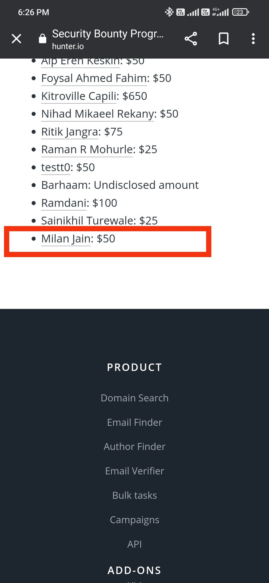 (Milan Jain) . on Twitter: "Yes it's bounty time again Hall of fame and $50 bounty from https ...