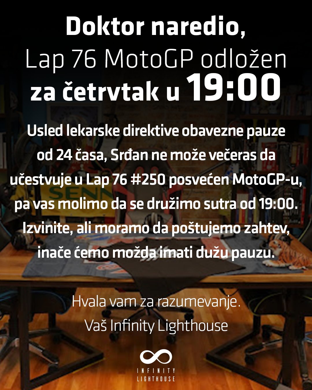 Infinity Lighthouse on Twitter: "Večerašnje druženje ćemo morati da pomerimo za sutra od 19h ...