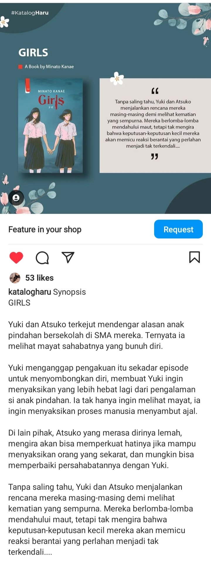 Penerbit Haru on Twitter: "Ini blurb Girls dan Penance 😁. https://t.co/YyzZ24baOo" / Twitter