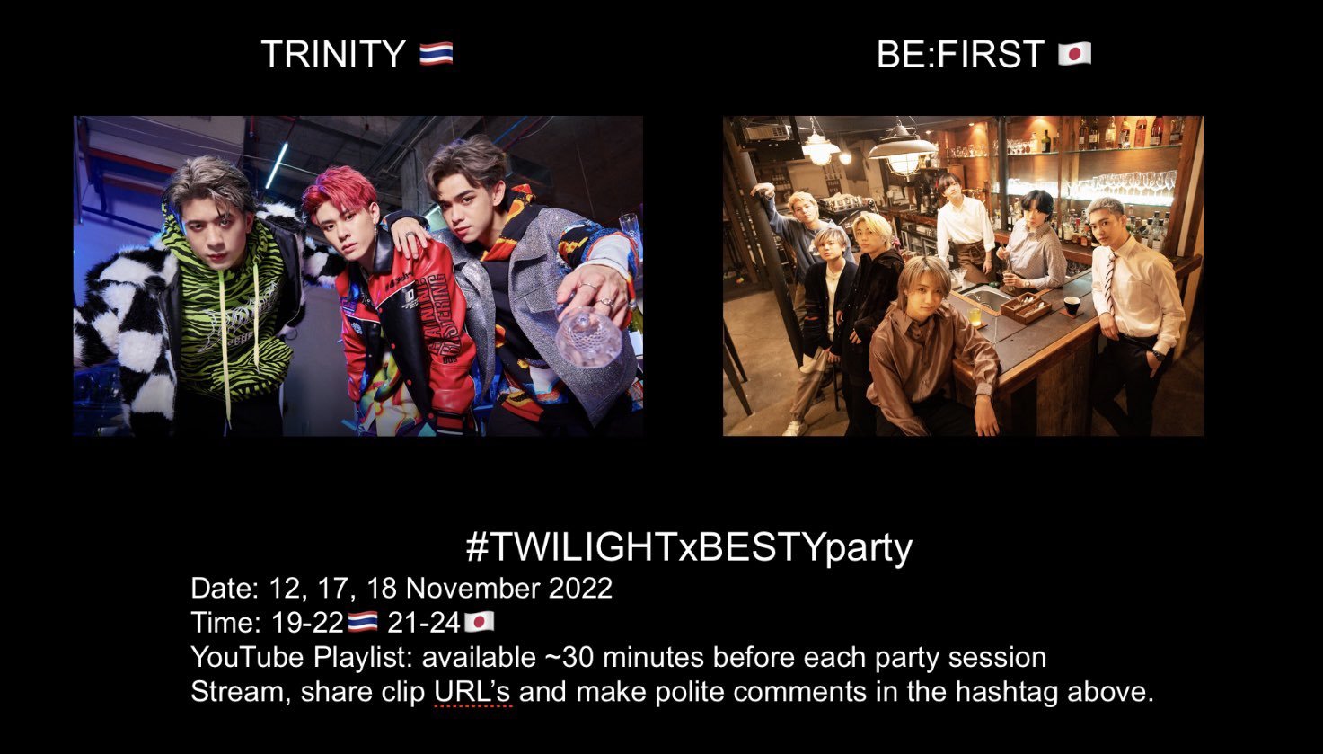 KYOUKA 🐩🦁🐉🦅 on Twitter: "🇹🇭YouTube Streaming Party Day 2🇯🇵 TWILIGHT x BESTY TRINITY x BE:FIRST ...