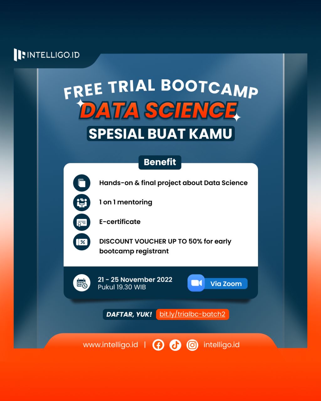 INTELLIGO - KELAS DATA SCIENCE GRATIS on Twitter: "KELAS TRIAL BOOTCAMP DATA SCIENCE GRATIS ...